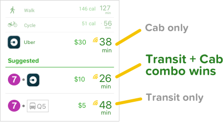 Combining Public Transit with Cabs - Citymapper